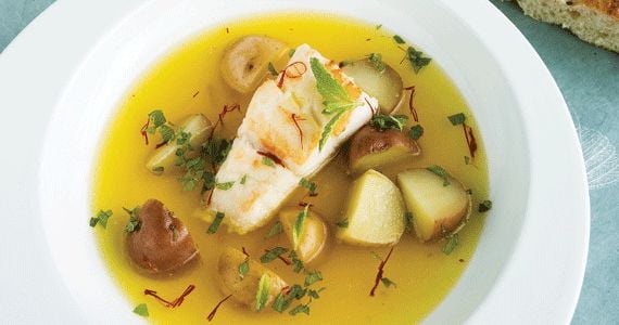 Haddock with Saffron Broth and New Potatoes - alive magazine