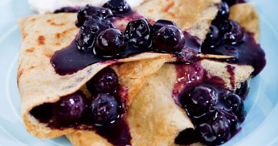 Cornmeal Crepes with Maple Blueberries - alive magazine