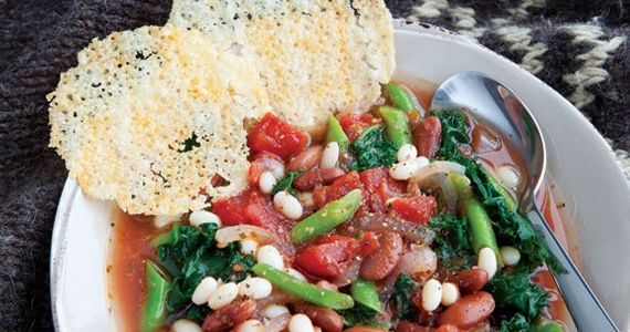 Three Bean, Spinach, and Kale Stew with Lacy Parmesan Cracker - alive ...