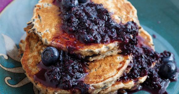 Wild Rice Oat Pancakes with Blueberry Sauce - alive magazine