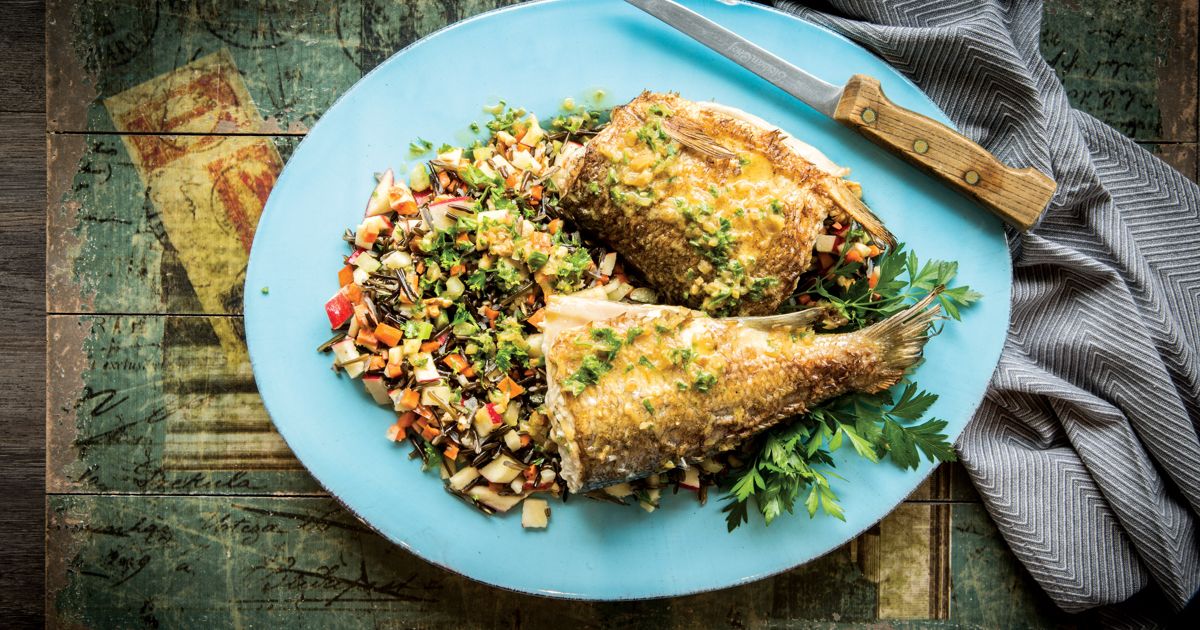 Pan-Seared Pickerel with Apple Wild Rice Salad - alive magazine