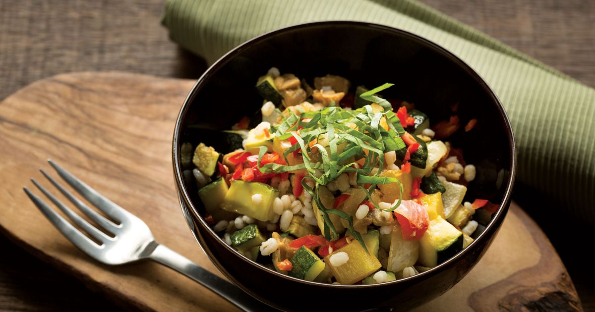 Warm Roasted Vegetables with Barley and Tempeh - alive magazine