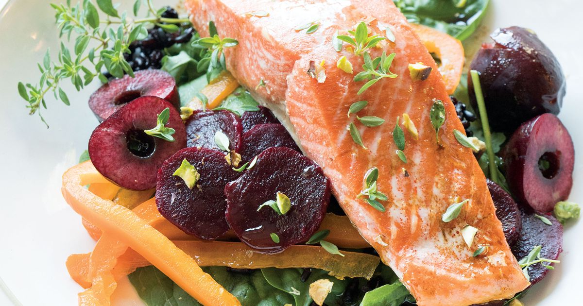 Salmon Beet Salad with Cherry Dressing - alive magazine