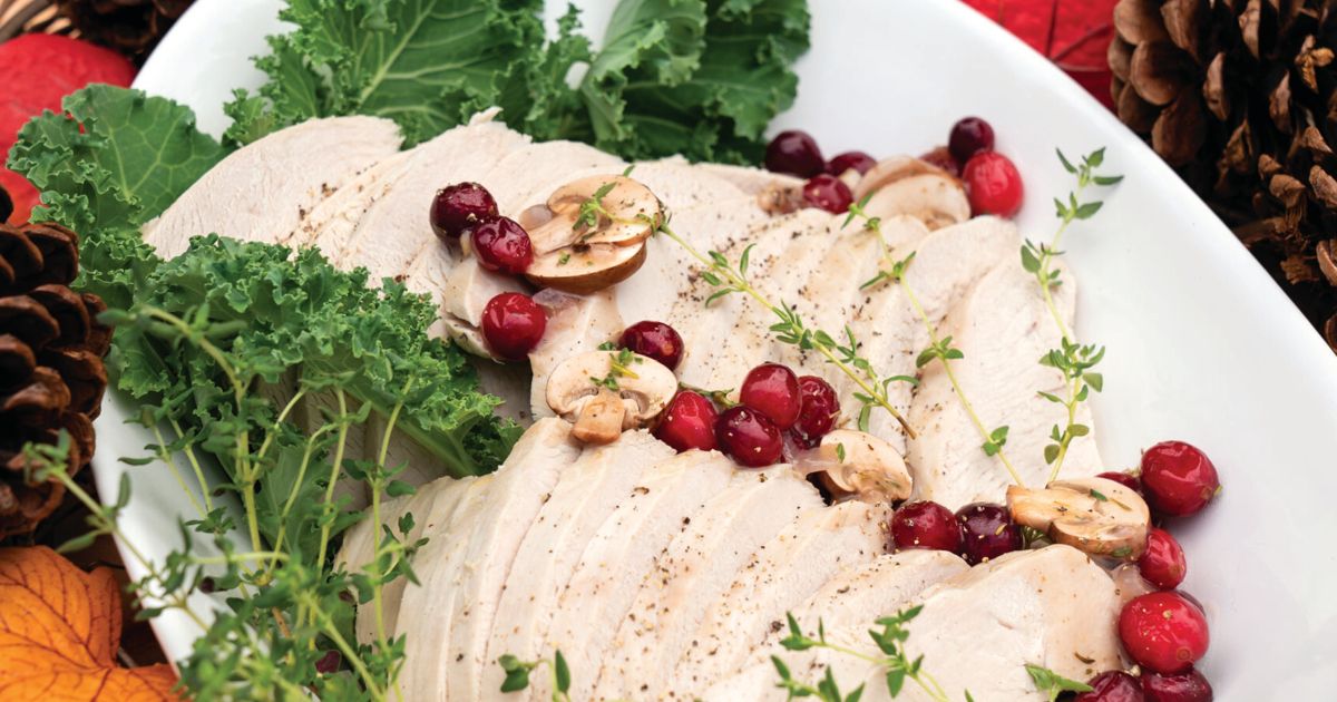 Poached Turkey with Cranberry-Mushroom Gravy - alive magazine