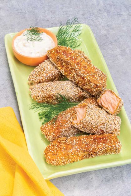 Quinoa Crusted Salmon Sticks - alive magazine