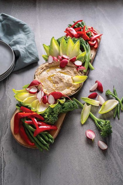 Crudités Board with Roasted Garlic, Shallot, and White Bean Dip - alive ...