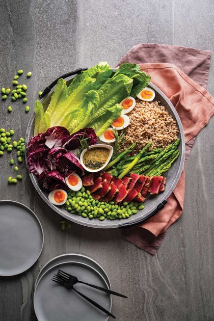 Grain Bowl Salad Board with Sesame Seared Tuna - alive magazine