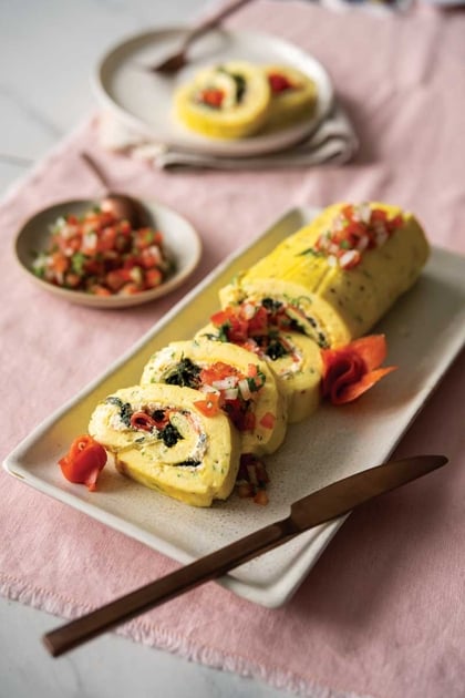 Spinach and Egg Roulade with Pico de Gallo - alive magazine